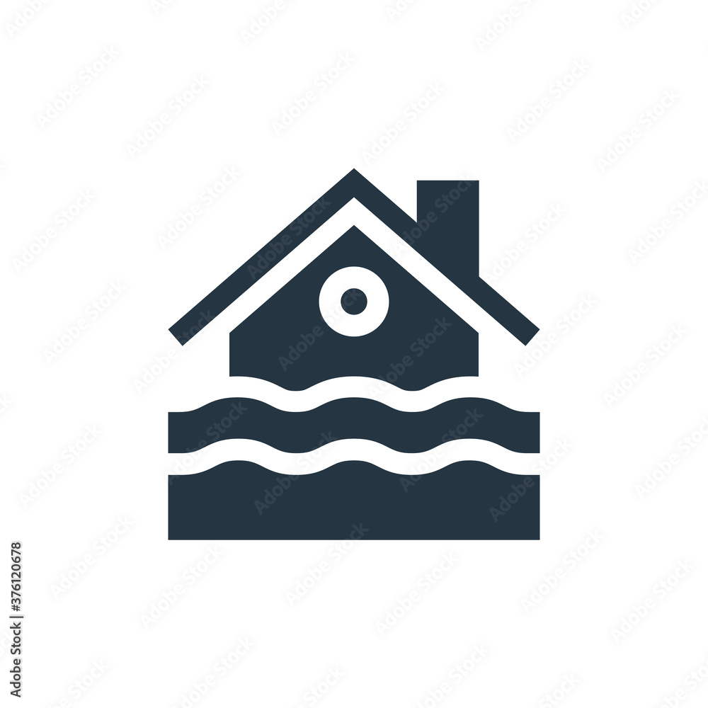 flooded house icon. Glyph flooded house icon for website design and ...