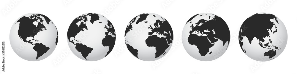 Earth set 3D transparent Globes with World Maps, Earth globe ...