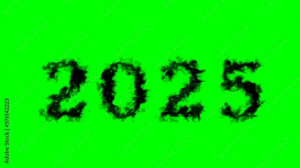 2025 smoke text effect green isolated background. animated text effect ...