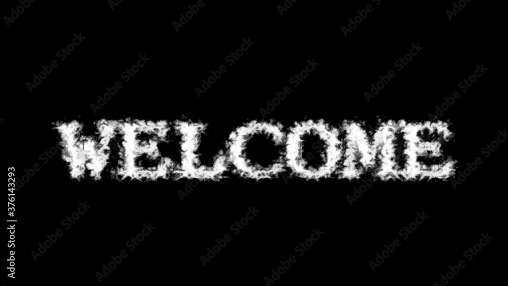 Welcome cloud text effect black isolated background. animated text ...