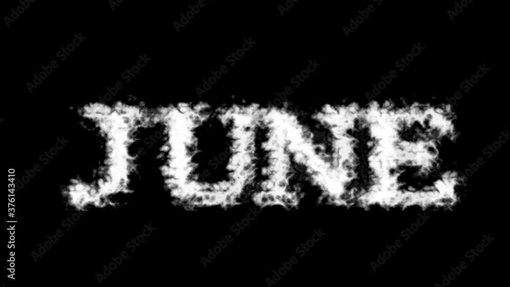 June cloud text effect black isolated background. animated text effect ...