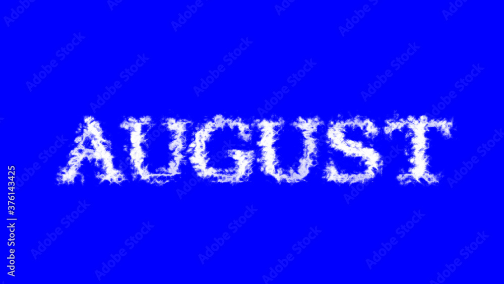 August cloud text effect blue isolated background. animated text effect ...