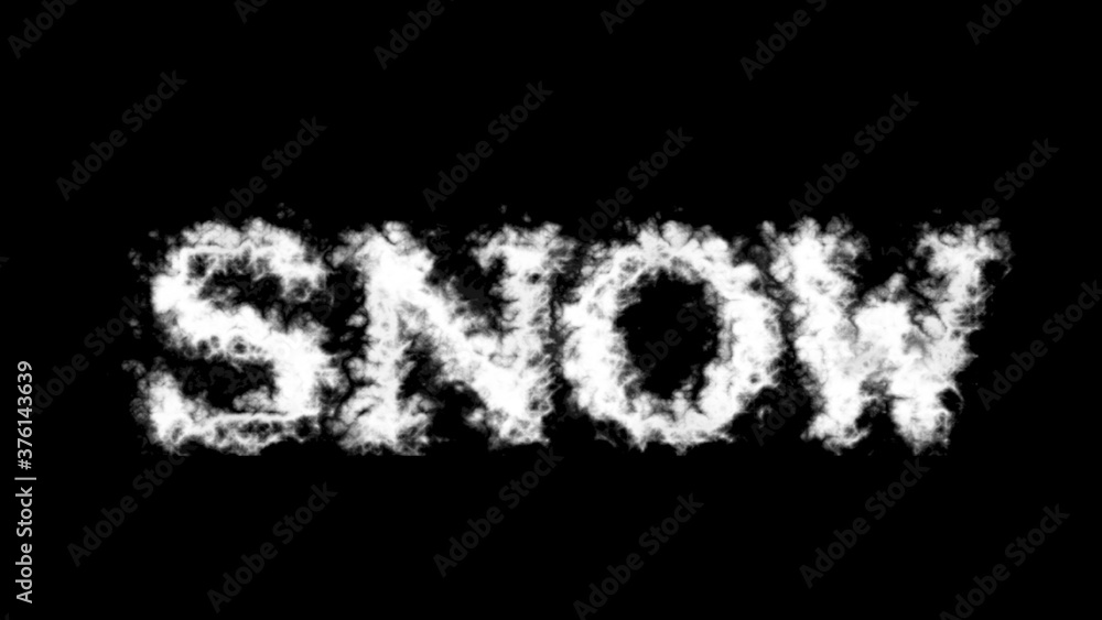 Snow cloud text effect black isolated background. animated text effect ...