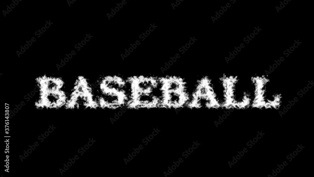 Baseball cloud text effect black isolated background. animated text ...