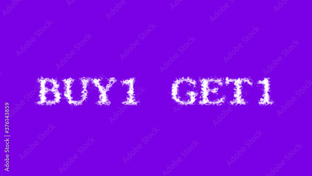 Buy1 Get1 cloud text effect violet isolated background. animated text ...