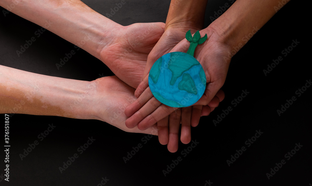 Hands holding growing tree on earth, save planet, earth day, world ...