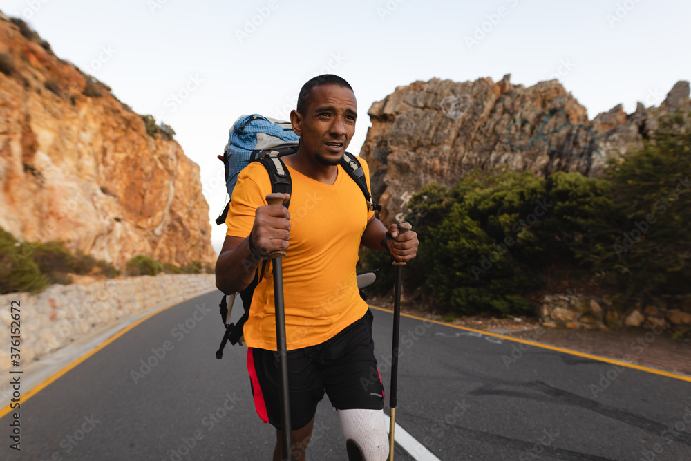 Black African American Male athlete with prosthetic leg Stock Photo ...