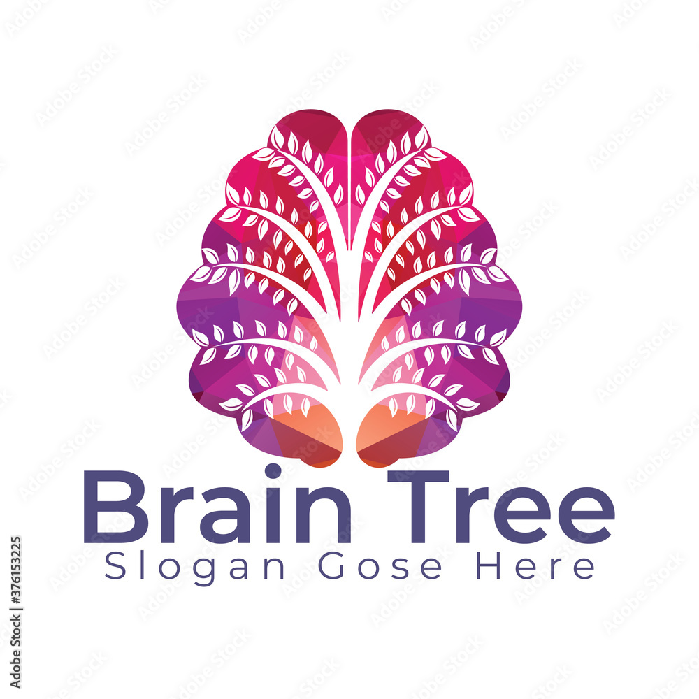 Brain Tree Vector Template Design. Active Thinking Brain Design. Stock ...