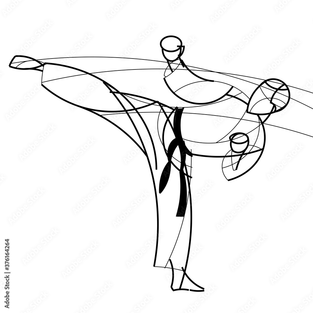 Stylized karate fighter. Linear geometric pattern. The emblem for the ...