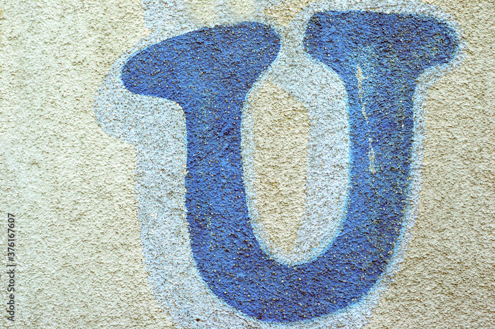 Old, faded, worn and used letters, alpha numeric set character that ...
