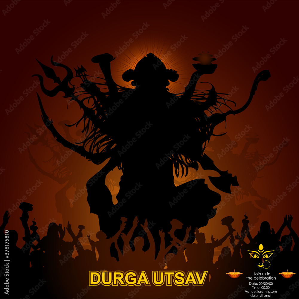 Innovative abstract golden style Maa Durga design illustration.-Durga ...