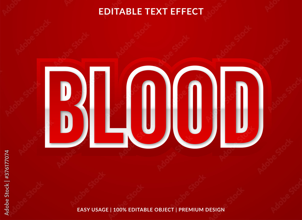 blood text effect template design with bold font style and modern ...