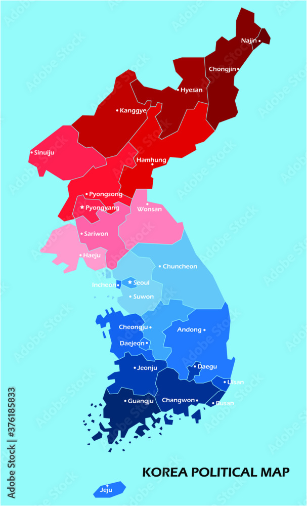 Korea political map divide by state colorful outline simplicity style ...