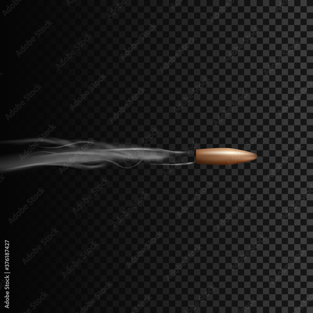 Realistic bullet in motion with smoke effect. Vector illustration ...