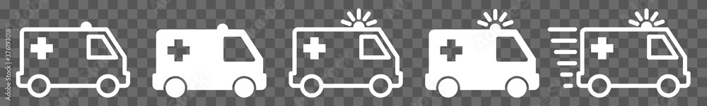 Ambulance Icon White | Medical Emergency Illustration | Alert Patient ...