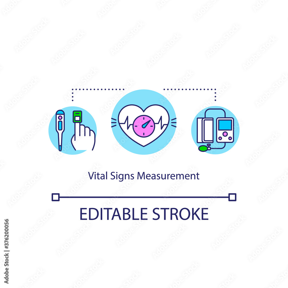 Vital signs measurement concept icon. Health condition exam idea thin ...