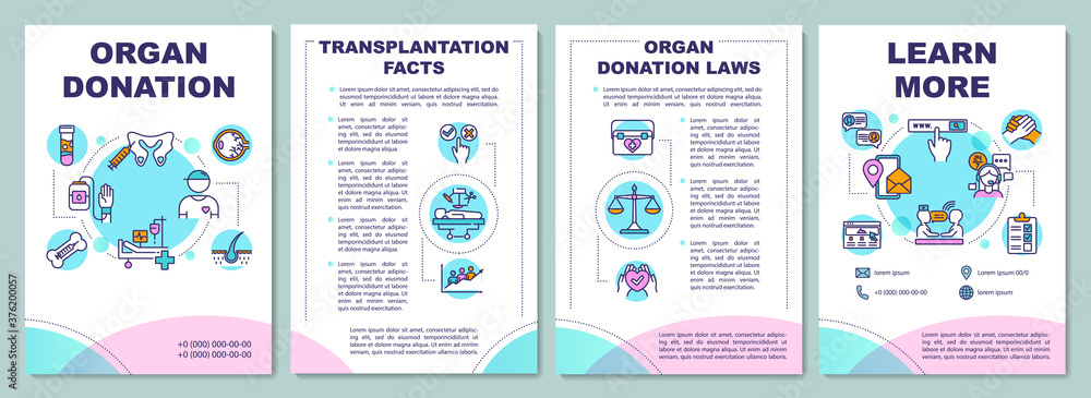 Organ donation brochure template. Transplantation clinic flyer, booklet ...