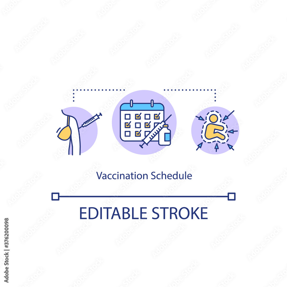 Vaccination schedule concept icon. Regular treatment, immunization plan ...