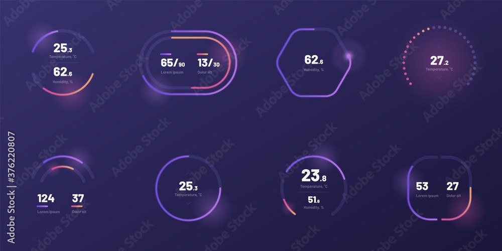 Set with collection of indicator template. UI and UX Kit. Control ...