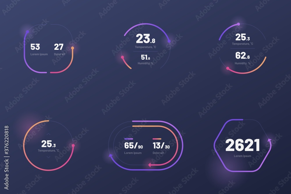 Set with collection of indicator template. UI and UX Kit. Control ...