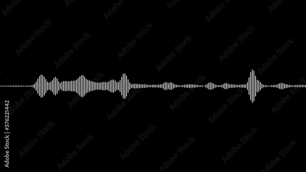 Minimalist Waveform Audio. Abstract White on black sound waves ...