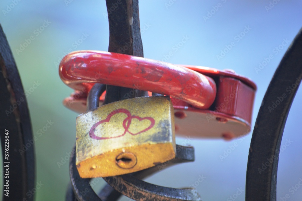 Wedding locks for the wedding of the newlyweds as a symbol of family ...