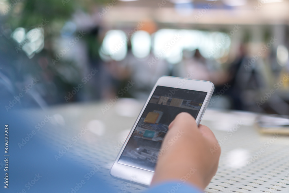 Digital Smartphone disruption concept, Hand holding mobile for ...