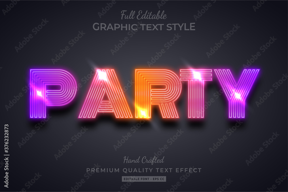 Gradient Party 3d Text Style Effect Premium Stock Vector | Adobe Stock
