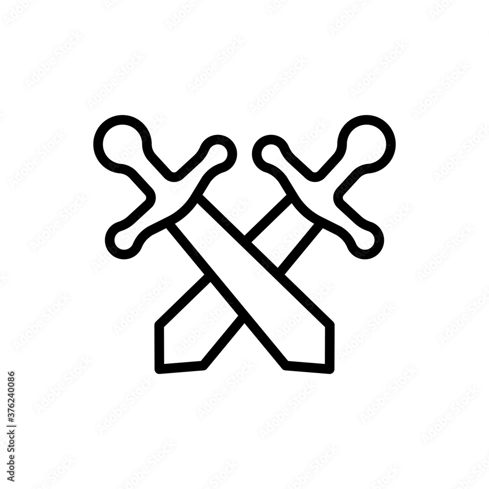 Crossed swordsl ine icon. Blades, fight or battle line symbol. Vector ...