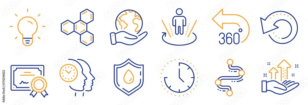 Set of Science icons, such as Time, Blood donation. Certificate, save ...
