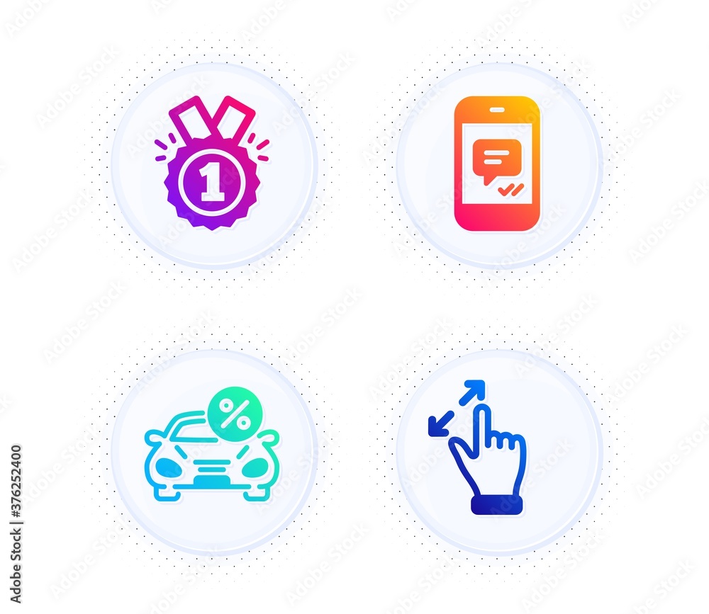 Car leasing, Message and Approved icons simple set. Button with ...