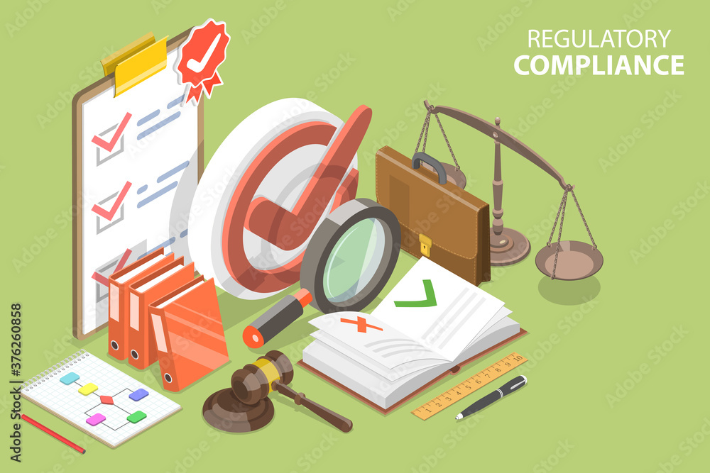 3D Isometric Flat Vector Conceptual Illustration of Regulatory ...