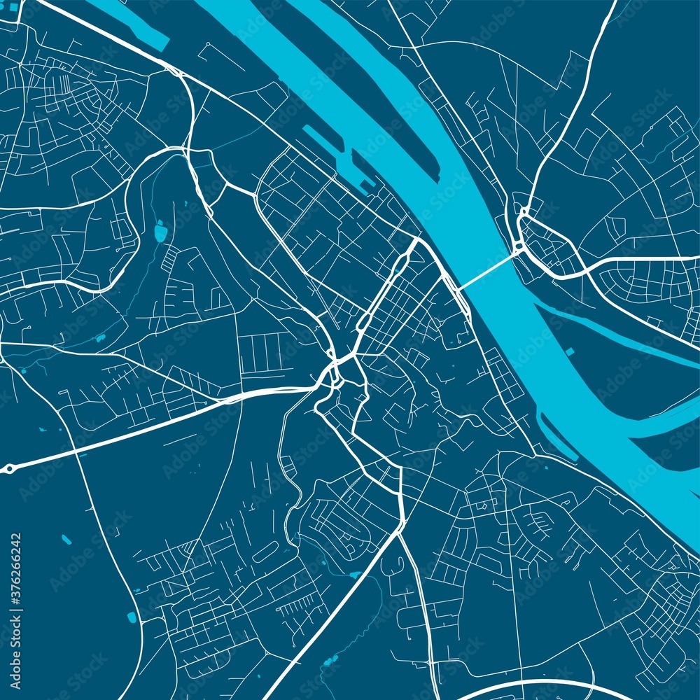 Detailed map of Mainz city, linear print map. Cityscape panorama. Stock ...