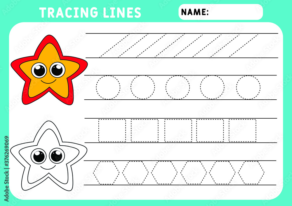 Trace line worksheet for kids. Basic writing. Working pages for ...