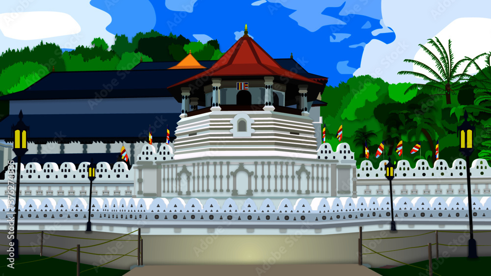 Vector Temple of the Sacred Tooth Relic - Sri Dalada Maligawa Vector ...