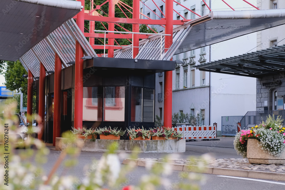 BASEL, SWITZERLAND, SAINT-LOUIS, FRANCE, JULY 2020: the car crosses the ...