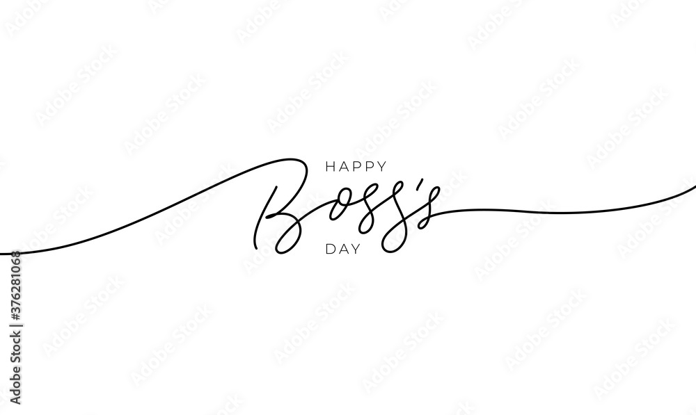 Happy Boss's day vector line calligraphy. Hand drawn modern lettering ...