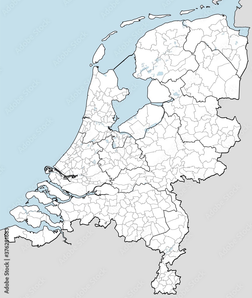 Detailed vector map of Netherlands with borders and district Stock ...