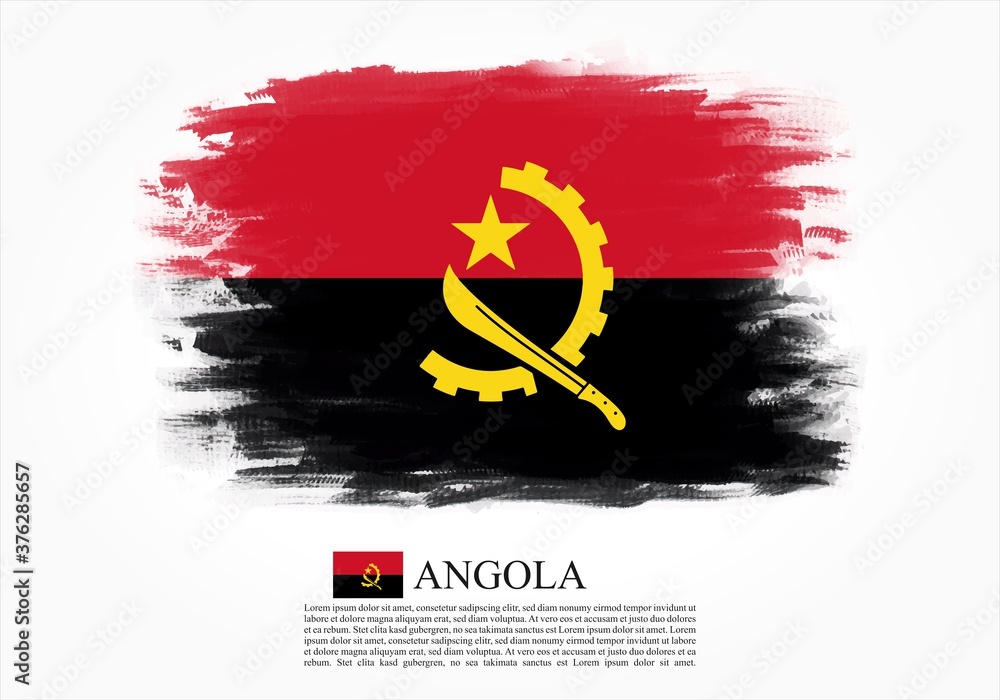 Textured and vector flag of Angola drawn with brush strokes. Texture ...