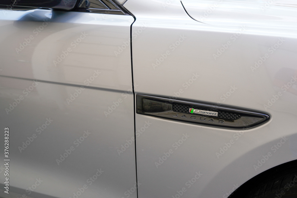 Jaguar E-Pace R-dynamic sport r sign logo on side of luxury suv car ...