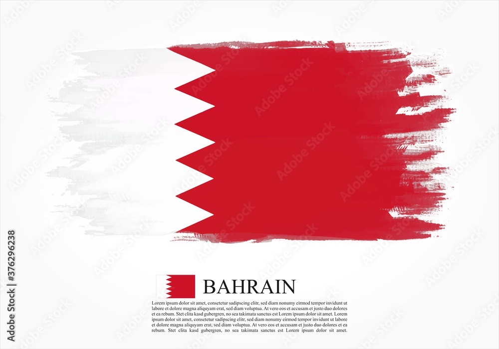 Textured and vector flag of Bahrain drawn with brush strokes. Texture ...