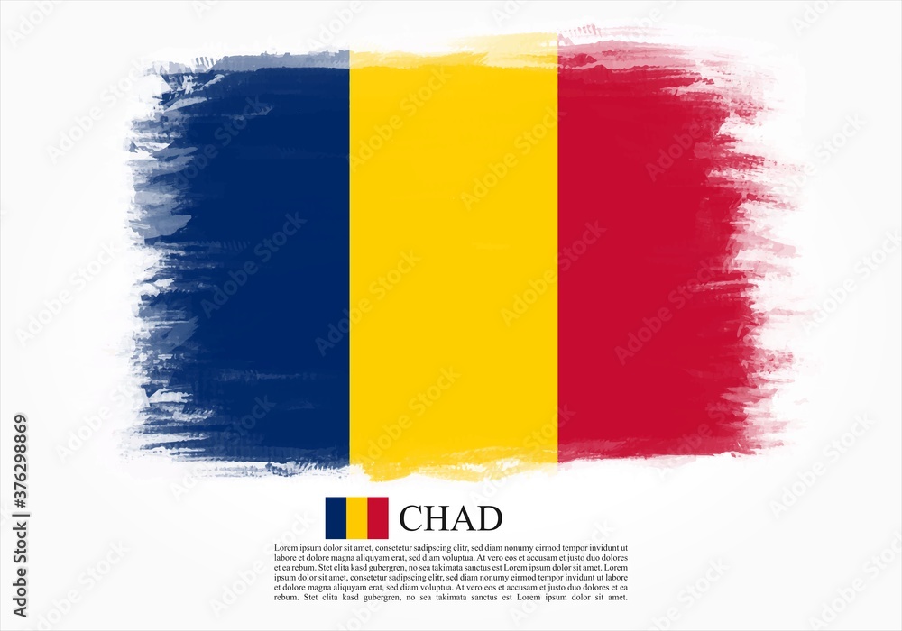 Textured and vector flag of Chad drawn with brush strokes. Texture and ...