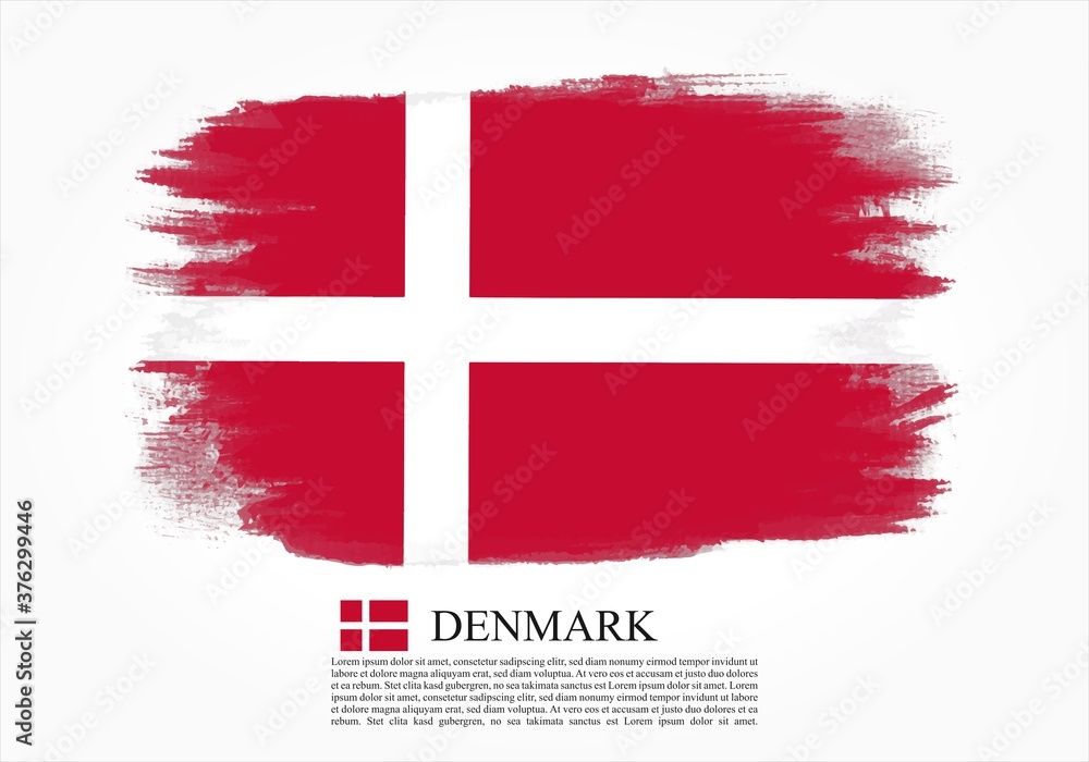 Textured and vector flag of Denmark drawn with brush strokes. Texture ...