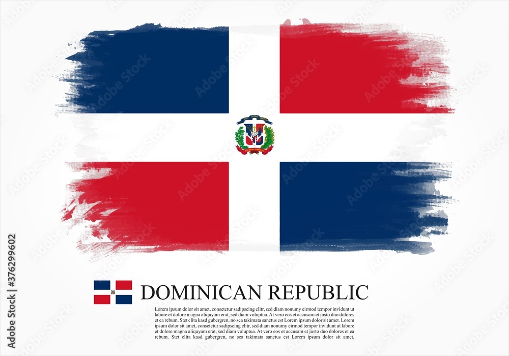 Textured and vector flag of Dominican Republic drawn with brush strokes ...