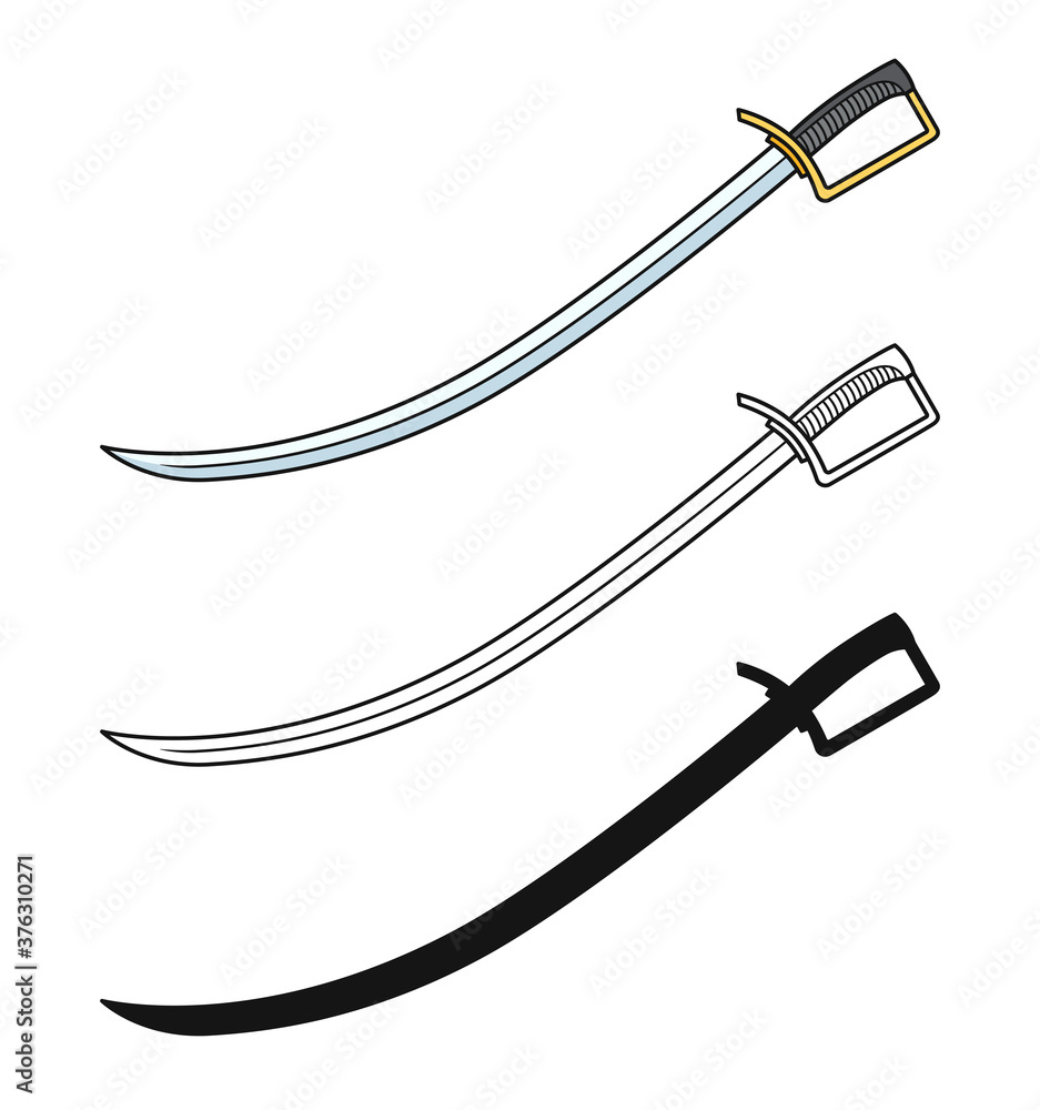 Set of the swords isolated on white background. Saber in style: flat ...
