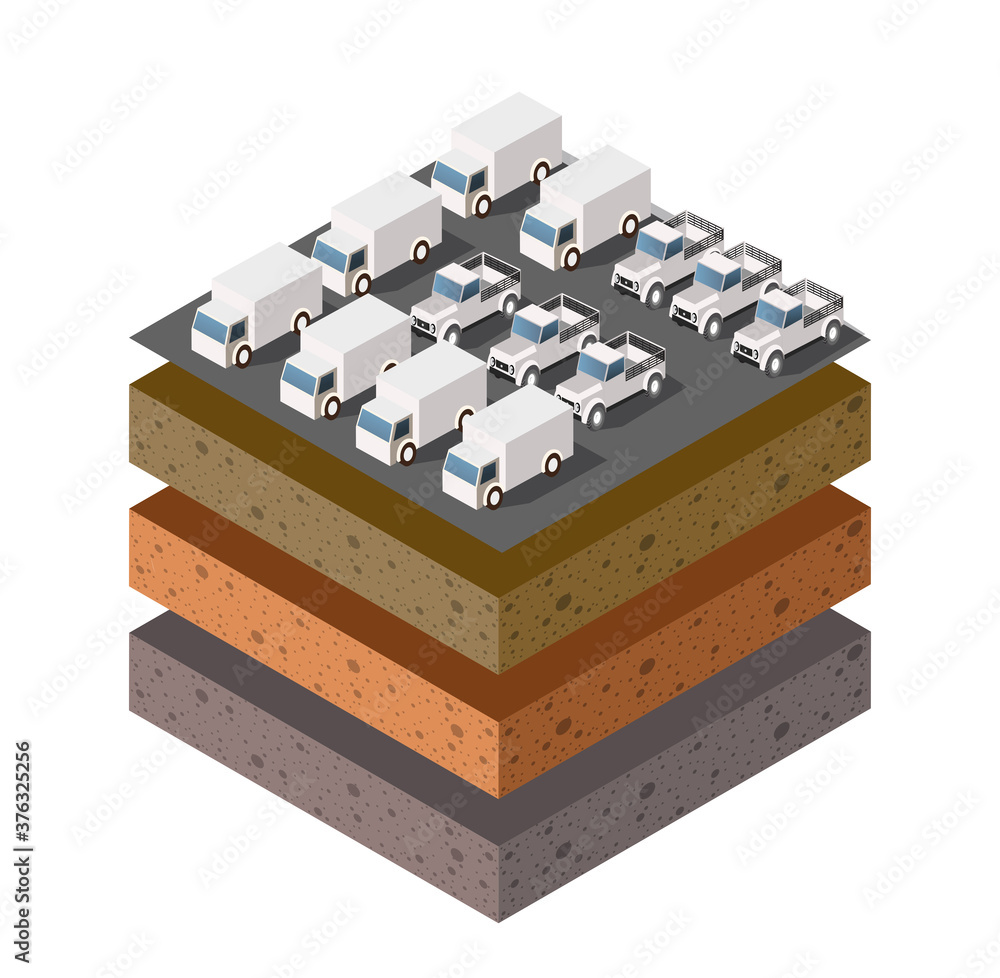 Soil Layers cross section geological transport auto traffic jam Stock ...