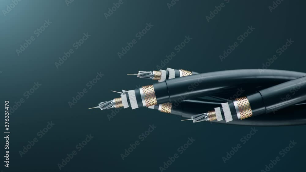 Animation concept of fiber optic cable on a colored background. Future ...