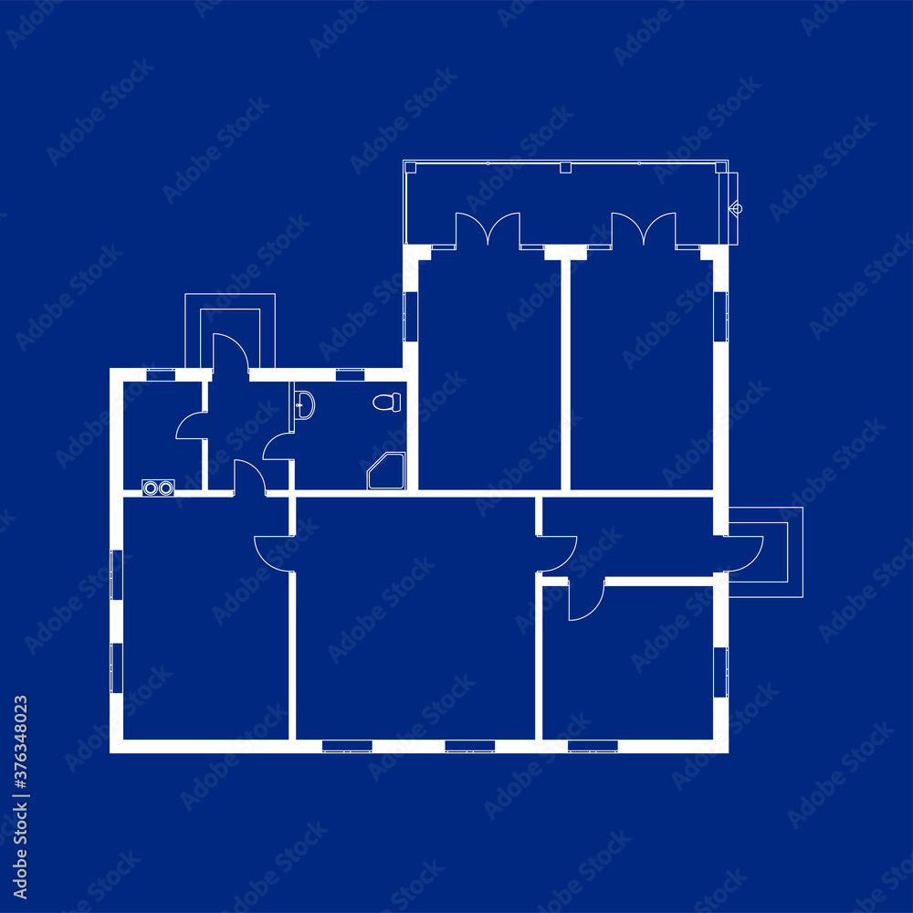 Blueprint floor plan of a modern apartment. Vector house blueprint ...