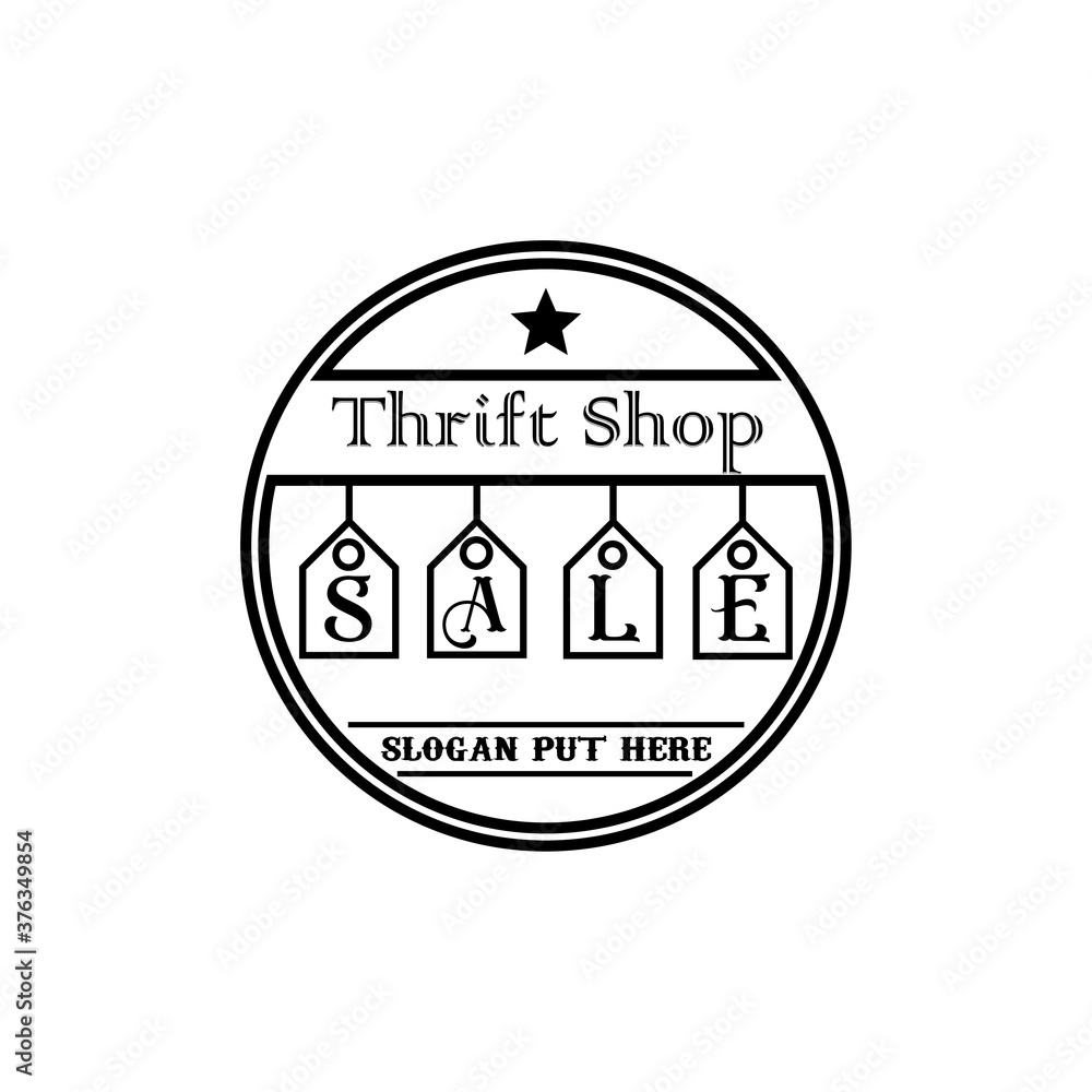 Thrift Shop logo vector with SALE Tag for Thrift Shop. Stock Vector ...