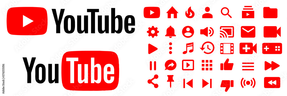 youtube vector interface icons Stock Vector | Adobe Stock